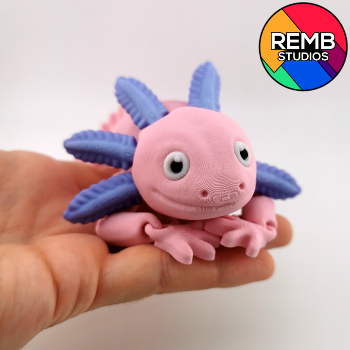 3D Printable Flexi Axolotl | Print-in-place | No Support by RembStudios